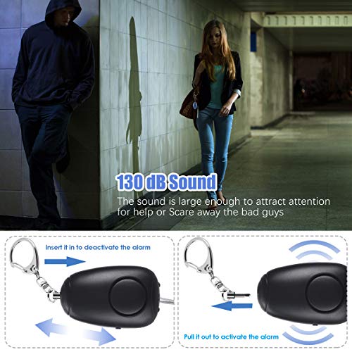 (Upgraded New Version) Safe Sound Personal Alarm, Rechargeable Emergency 130db Security Alarm Keychain Siren Song with 2 LED Lights, for Women, Men, Children, Elderly (3 Pack)