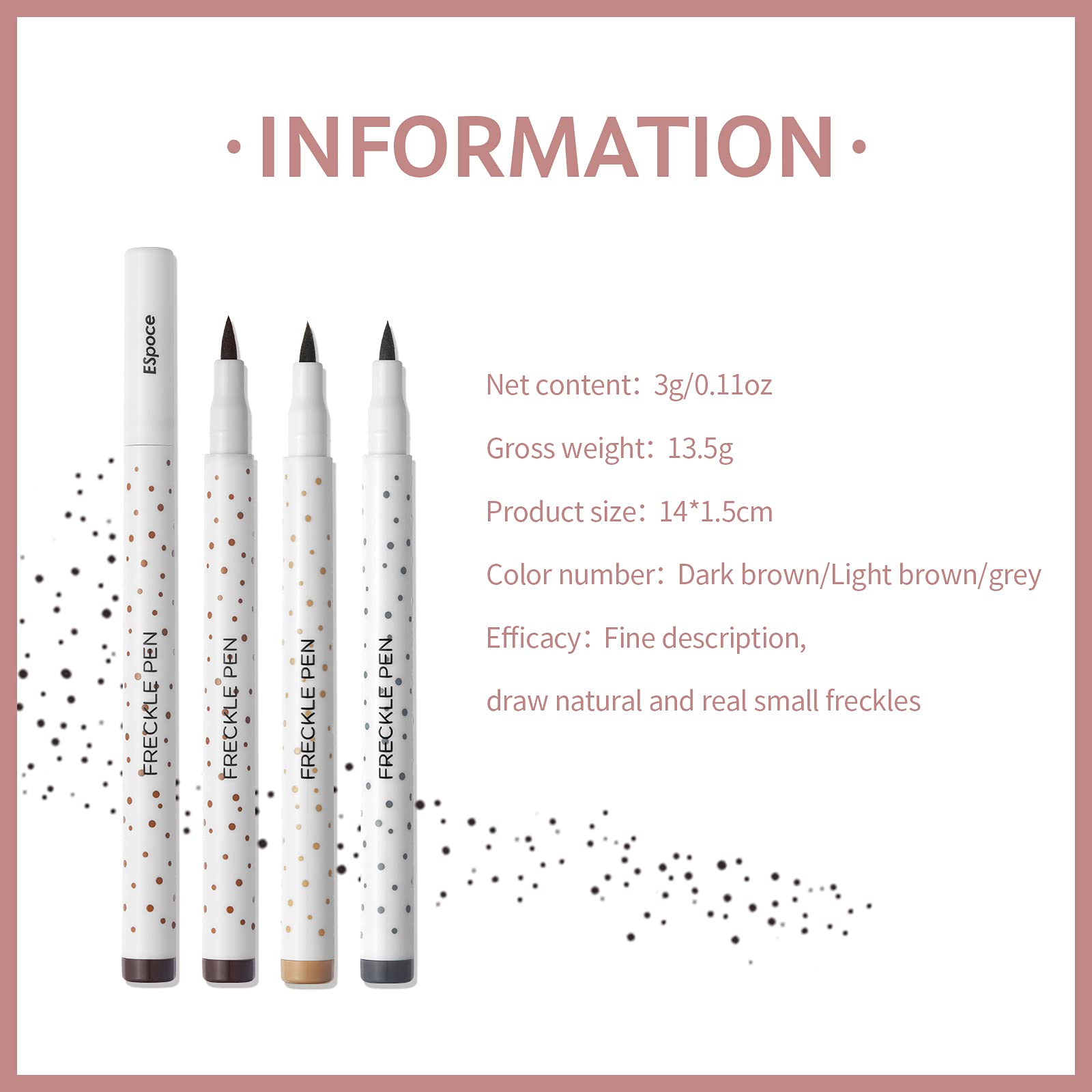Marine Forest Freckle Pen 3 Colors Waterproof Long Lasting Quick Dry Small Spot Natural Like Face Freckle Makeup Pen, Dark Brown, Light Brown and Grey, Upgrade Design