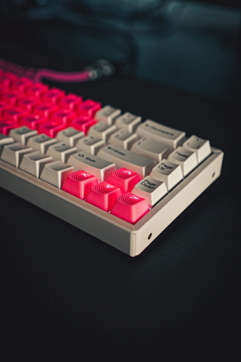 TAI-HAO 42 Rubber Gaming Keycaps Compatible with All MX Types Keyboards - Neon Pink