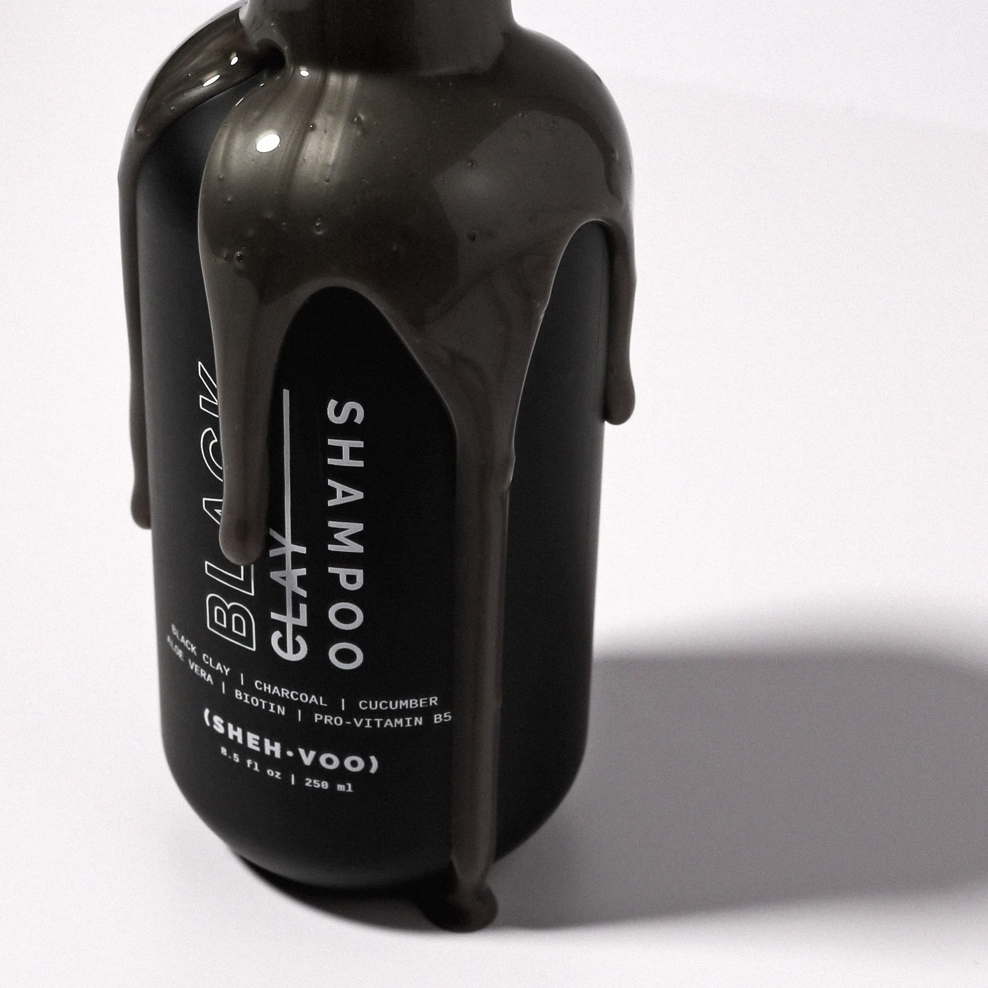 (SHEH•VOO) Black Clay Shampoo - Hair Thickening Shampoo with Biotin (8.5 fl oz)