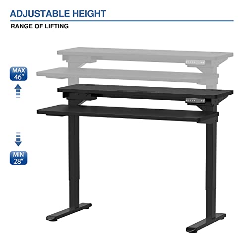 AIMEZO Dual Motor Split Top Desk Height Adjustable Standing Desk Electric Stand Up Desk with Table Top (Black Top+Black Frame)