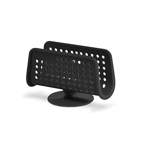 madesmart Sponge Caddy - SINKWARE Collection, Ventilation Holes, Soft Grip Surface & BPA-Free, Small, Carbon