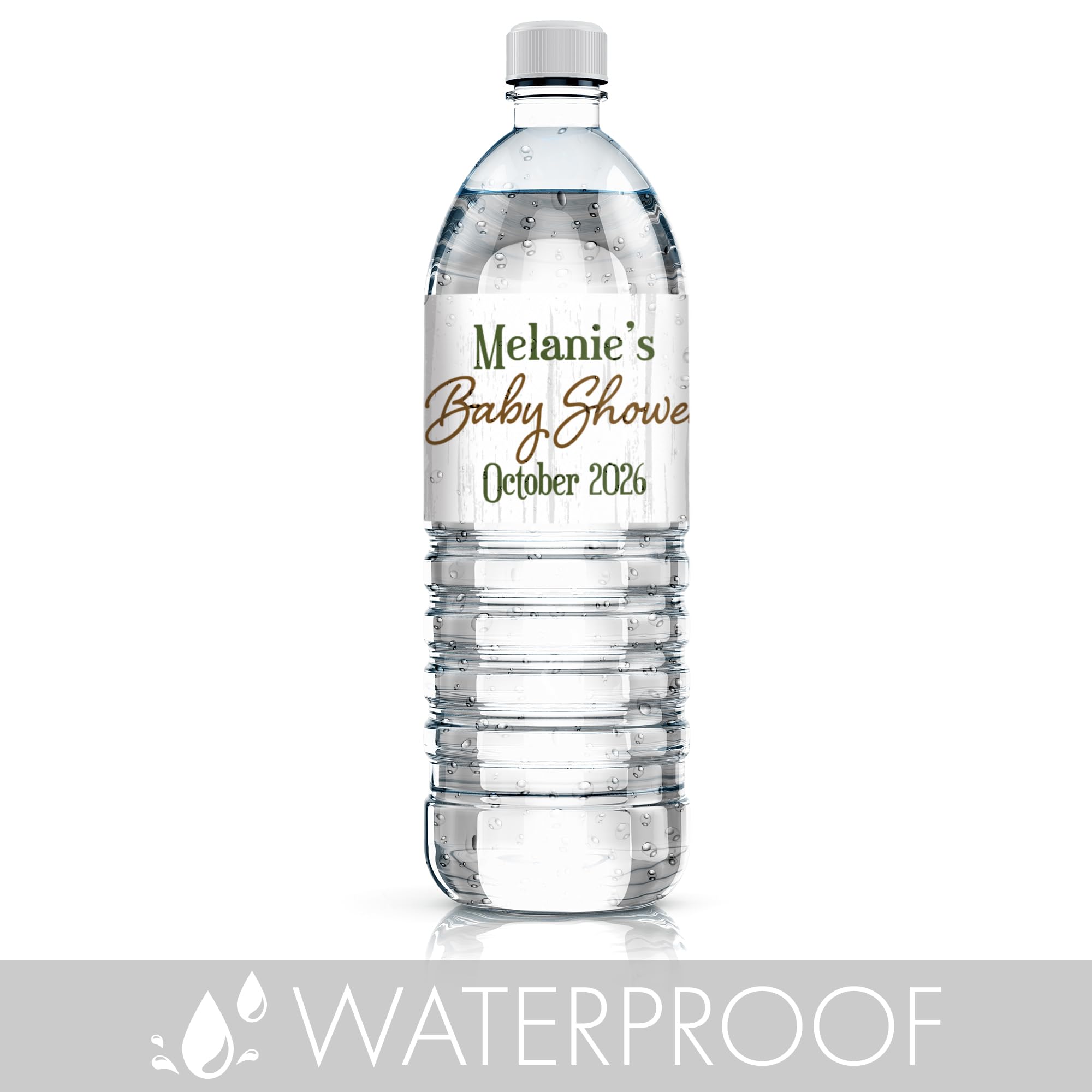 DISTINCTIVS Personalized Woodland Bear Baby Shower Water Bottle Labels - Customizable Waterproof Wrappers - 24 Stickers