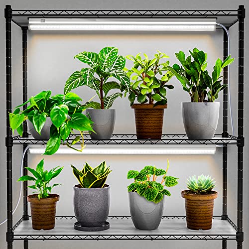 Monios-L LED Grow Light Strips,Full Spectrum Sunlight White, 3FT T5 90W(6X15W,500W Equivalent) for Indoor Plants,Grow Bars with Individual Switch for Herbs/Hydroponics/Succulents,6-Pack