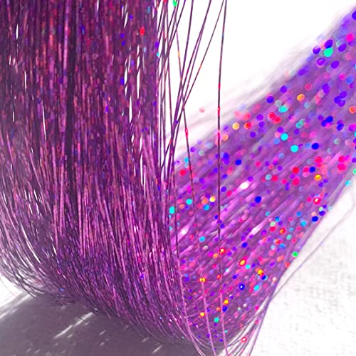 Purple Hair Tinsel Kit Strands, Fairy Hair tinsel kit in Lavender Hair Extensions with beads and loop tool (Purple)