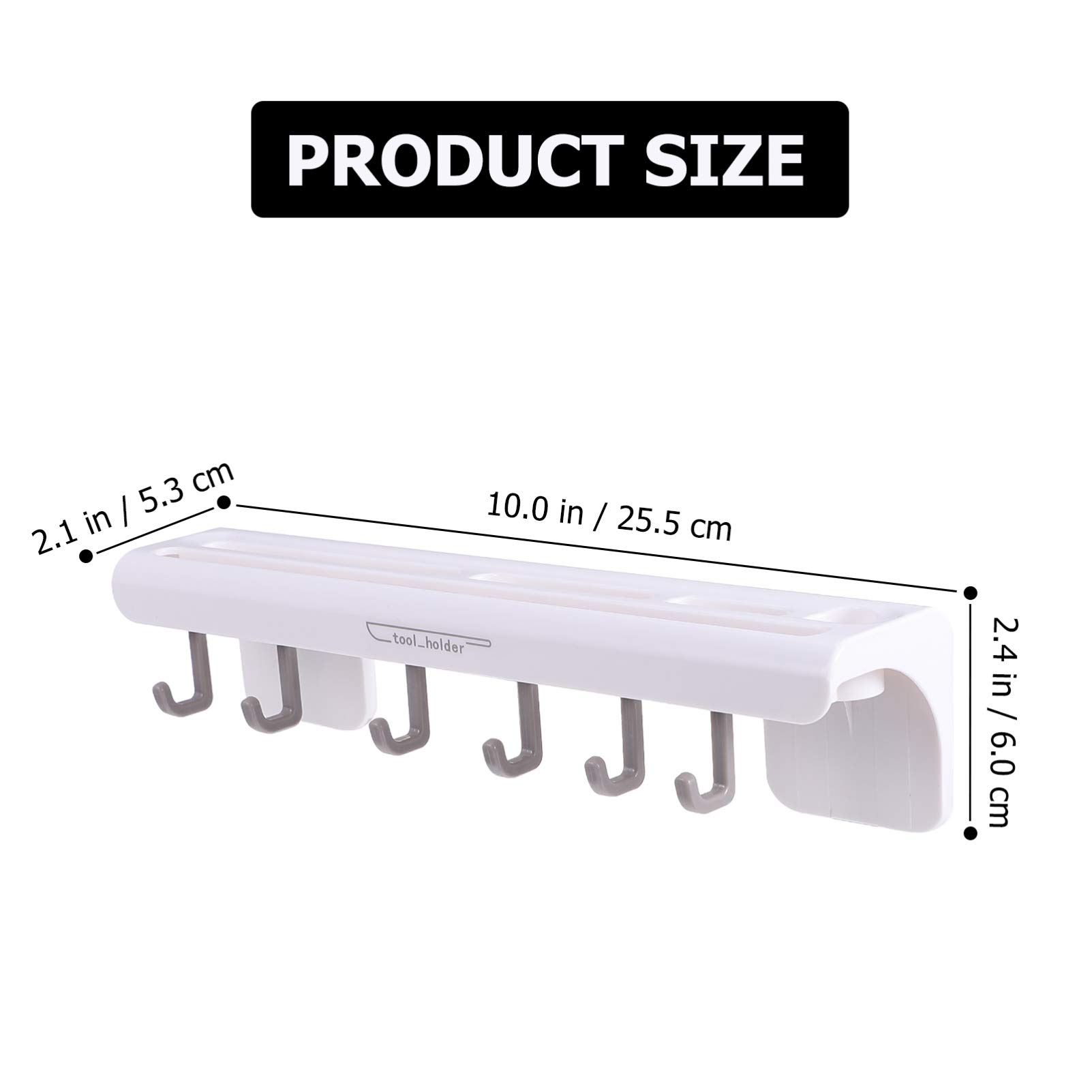 Hemoton Pan Pot Hanger Hook 1 Pc Kitchen Storage Coat Hanger Kitchen Hook Rail Kitchen Holder Shelves for Storage Wall Mounted Wall Mounted Holder Knives Abs White No Punching