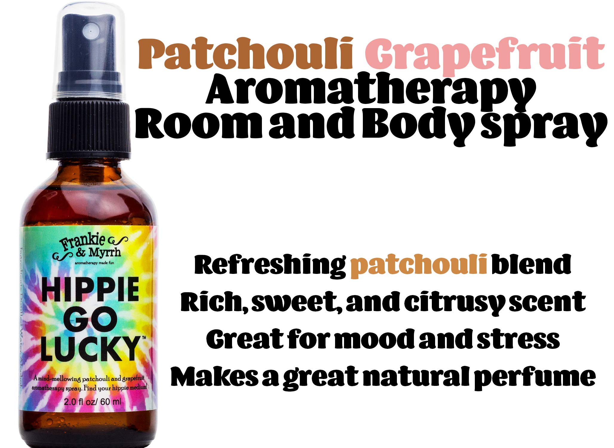 Frankie & Myrrh 2-Pack Room Spray: Truly Patchouli & Hippie Go Lucky. Natural Light Perfume/Cologne for Relaxation and Energy Aromatherapy