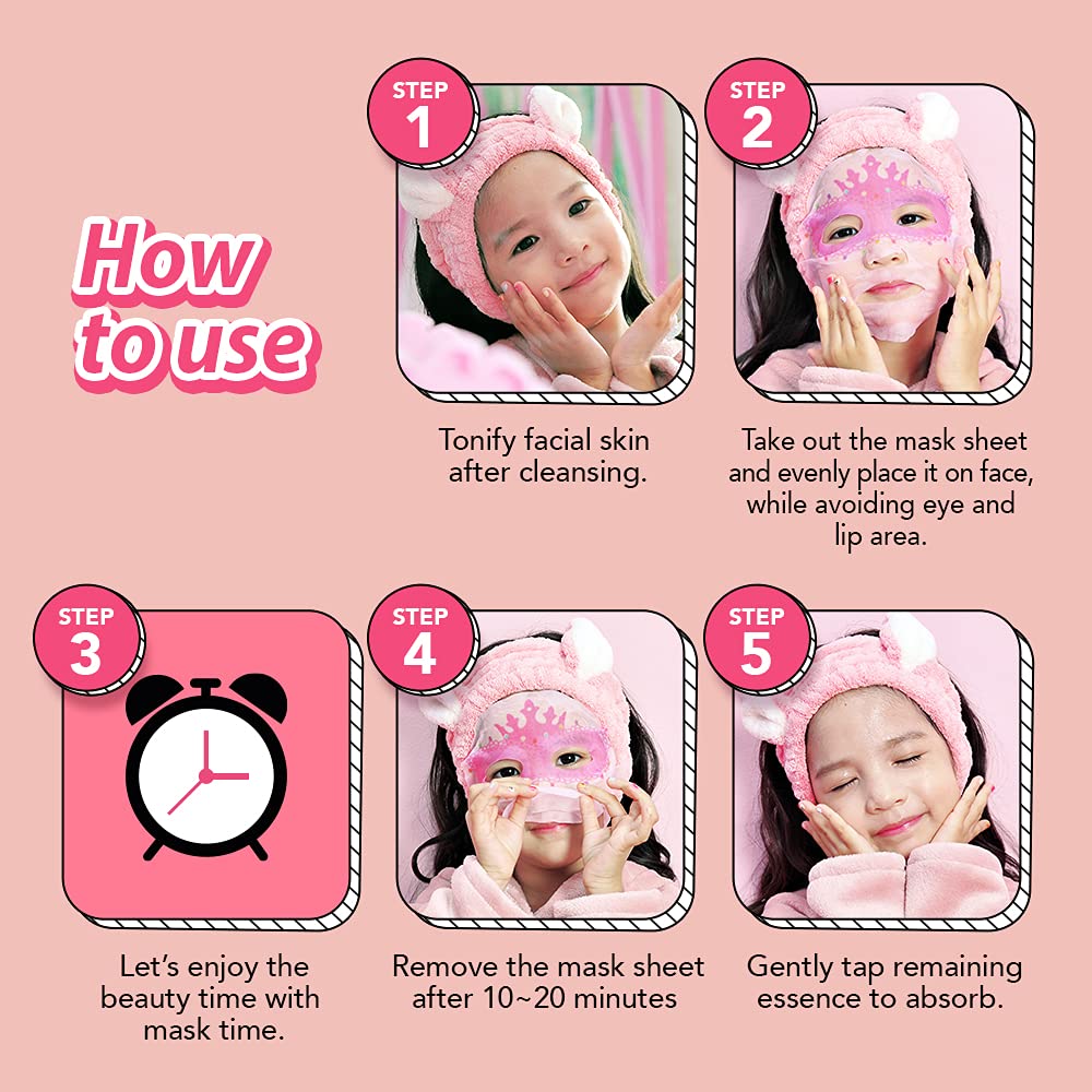 [ peach and ] Ballerina Face Mask Sheet for Kids, Children | Facial Mask made with 100% Cotton (5pcs)