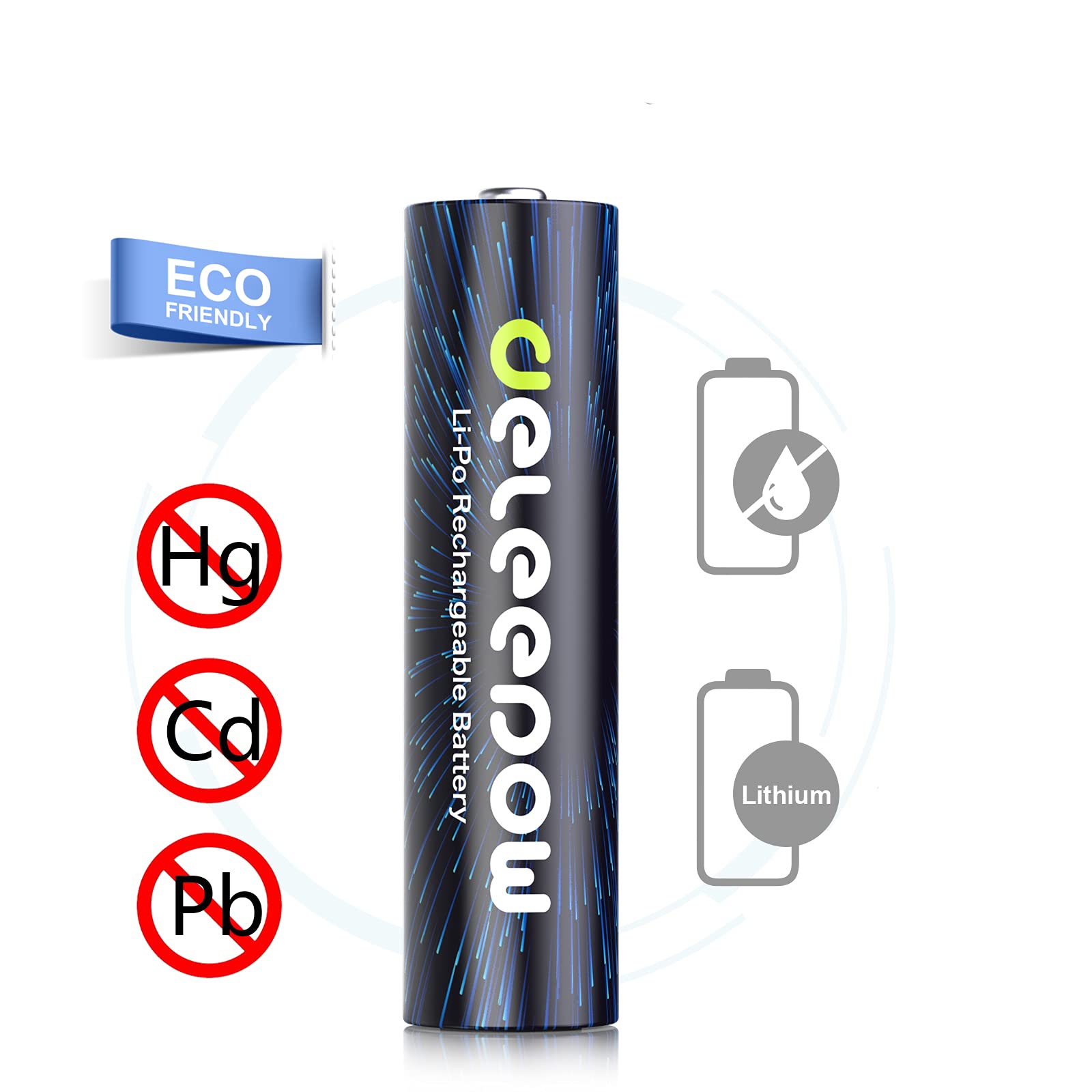 Deleepow 1.5V AA Rechargeable Batteries, Li ion Batteries 3400mWh High Capacity with LCD Charger, 1500 Cycles, 1.5H Fast Charge, 4 Packs, for Cordless Phones, Household, Business Devices, Electronics