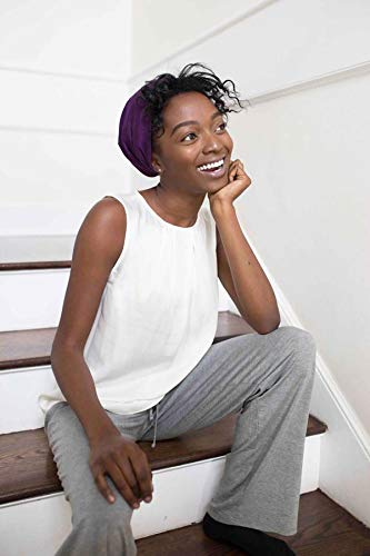 Grace Eleyae GE Sleep Cap | Slap Silky Adjustable Satin Lined Cap Stylish Premium Quality Beanie Hat Head Cover for Curly Hair Women Soft & Smooth One Size Fits All (Purple)