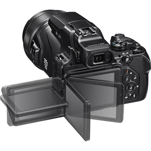 Nikon Intl. COOLPIX P1000 Digital Camera MFR 26522 Video Making Bundle + 128GB High Speed V30 Memory + LED Light, Shotgun Mic, Video U-Bracket + Bag, HD Filters and More