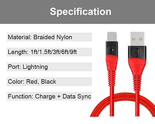 [2 Pack] Charge/Sync Cable, iFlash1 Foot Charging Cable Fast Charging & Sync Charger Apple iPhone Xs/XS Max/XR/X / 8/8 Plus / 7/7 Plus / 6S/6 Plus/SE/ 5S, iPad Pro Air Mini 1/2/3/4, iPod Touch 5/6