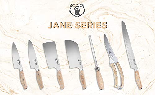 WALLOP Honing Steel - Kitchen Knife Sharpener Rod 8 inch - German HC Stainless Steel Honing Steel for Honing Chef Knife Blades - Natural Pakkawood Handle with Gift Box