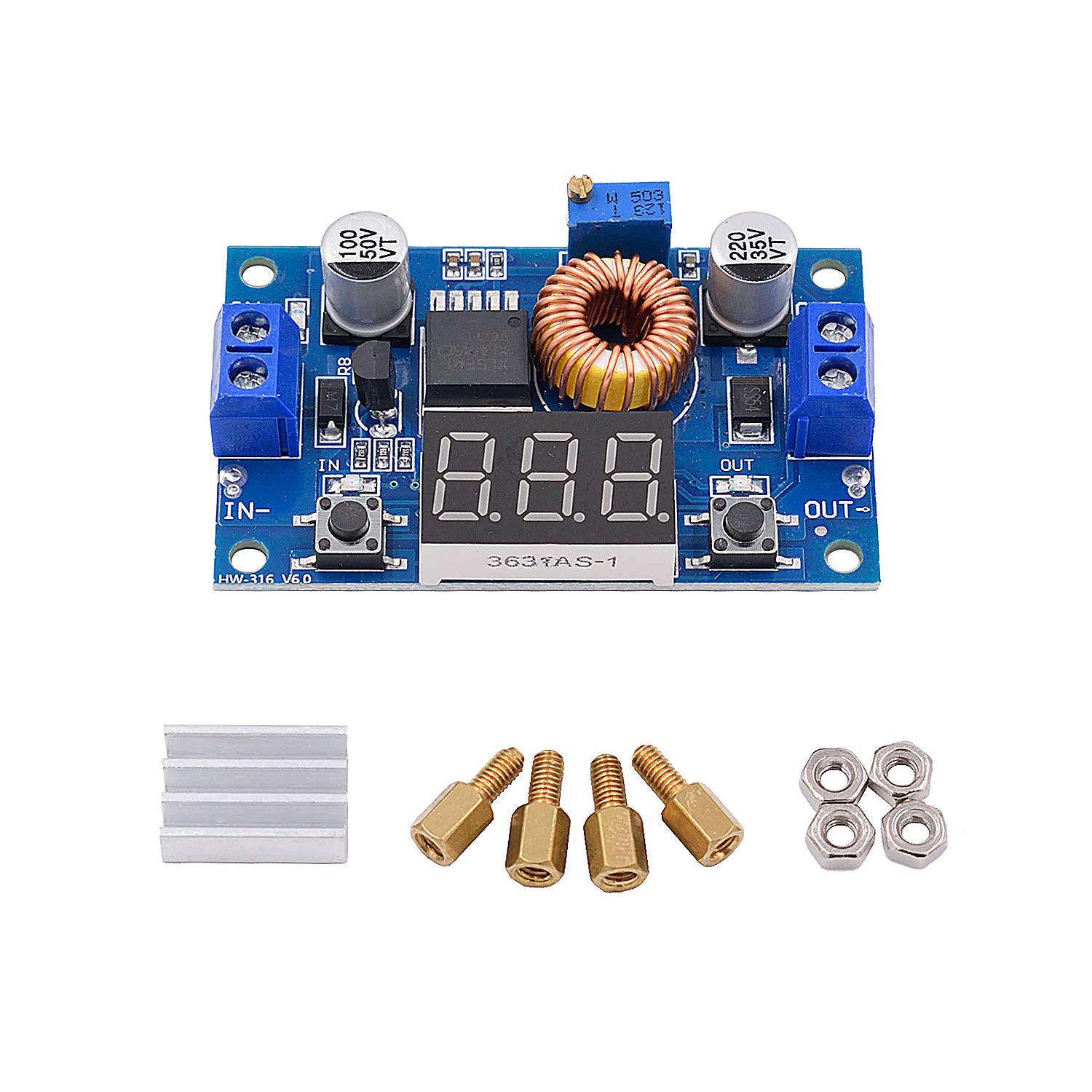 [2 Pack] DC-DC 5A Buck Converter 4-38V to 1.25-36V Step-Down Voltage Regulator High Power Module with LED Display