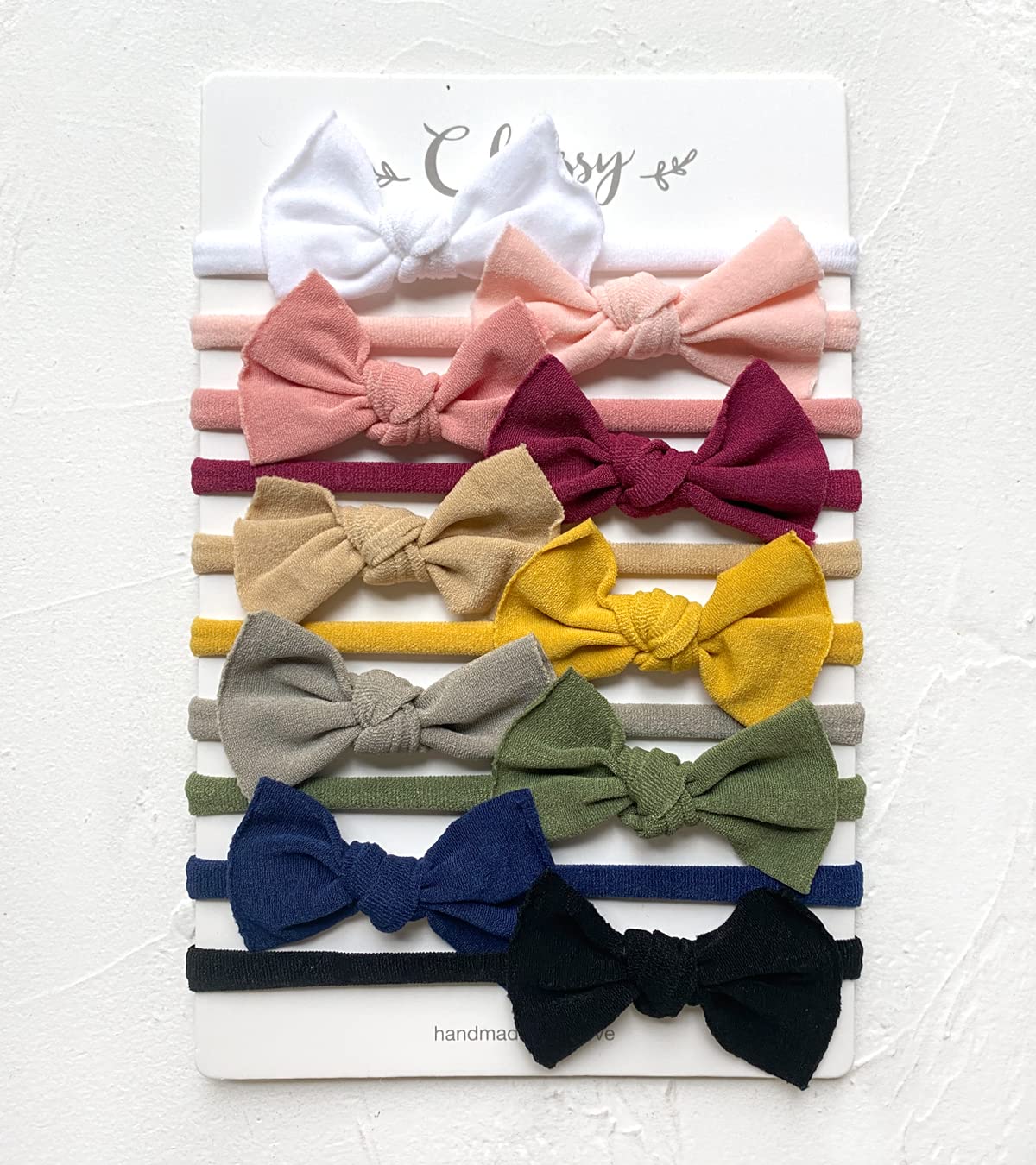 Cherssy Newborn Headbands and Hair Bows, 10pcs Super Soft Nylon Hairbands for Baby Girls