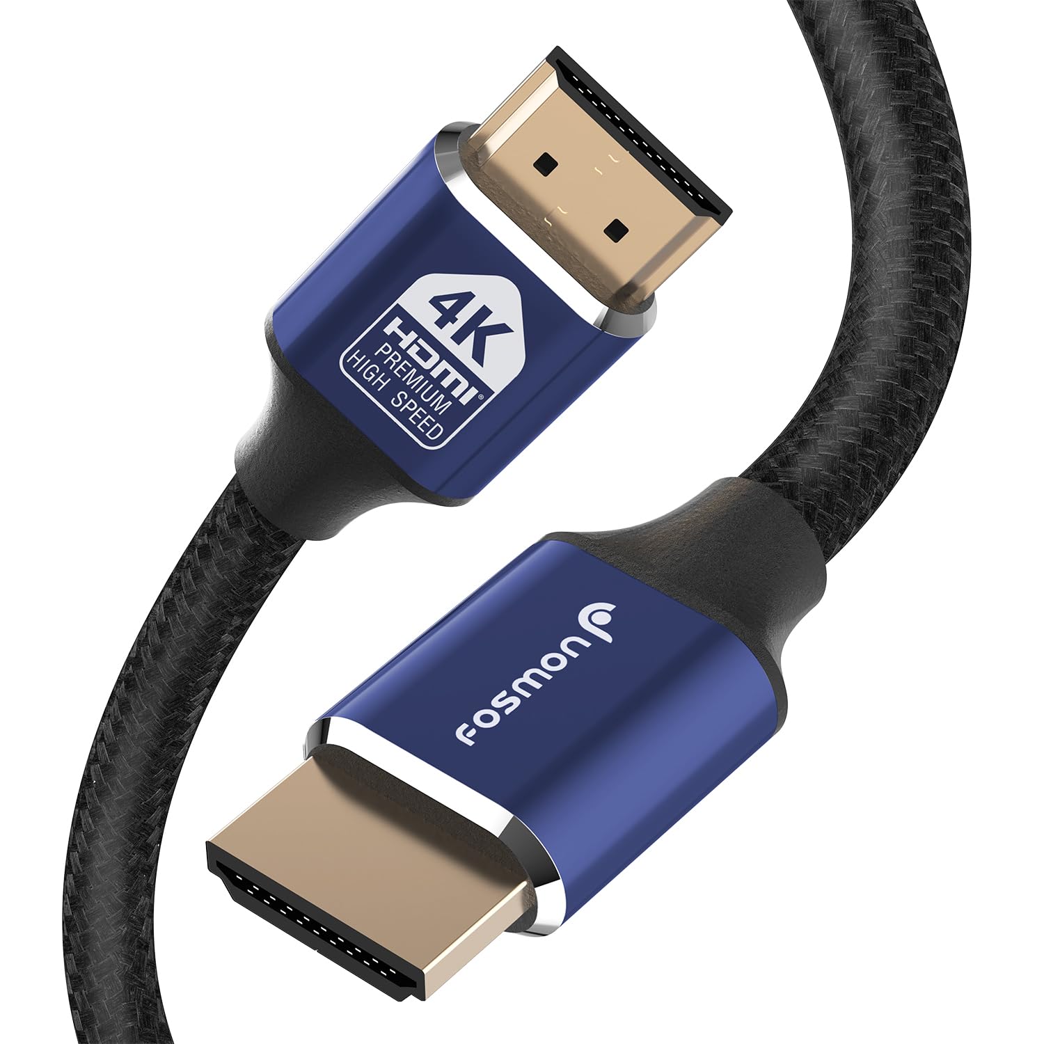 Fosmon HDMI 2.0 Cable 4K@60Hz 10ft, Premium Certified in-Wall CL3 Rated, 18Gbps Super High Speed, HDR, HDCP 2.2/1.4, 3D, ARC, 30AWG Cotton Braided Compatible with UHD TV, Monitor, Console