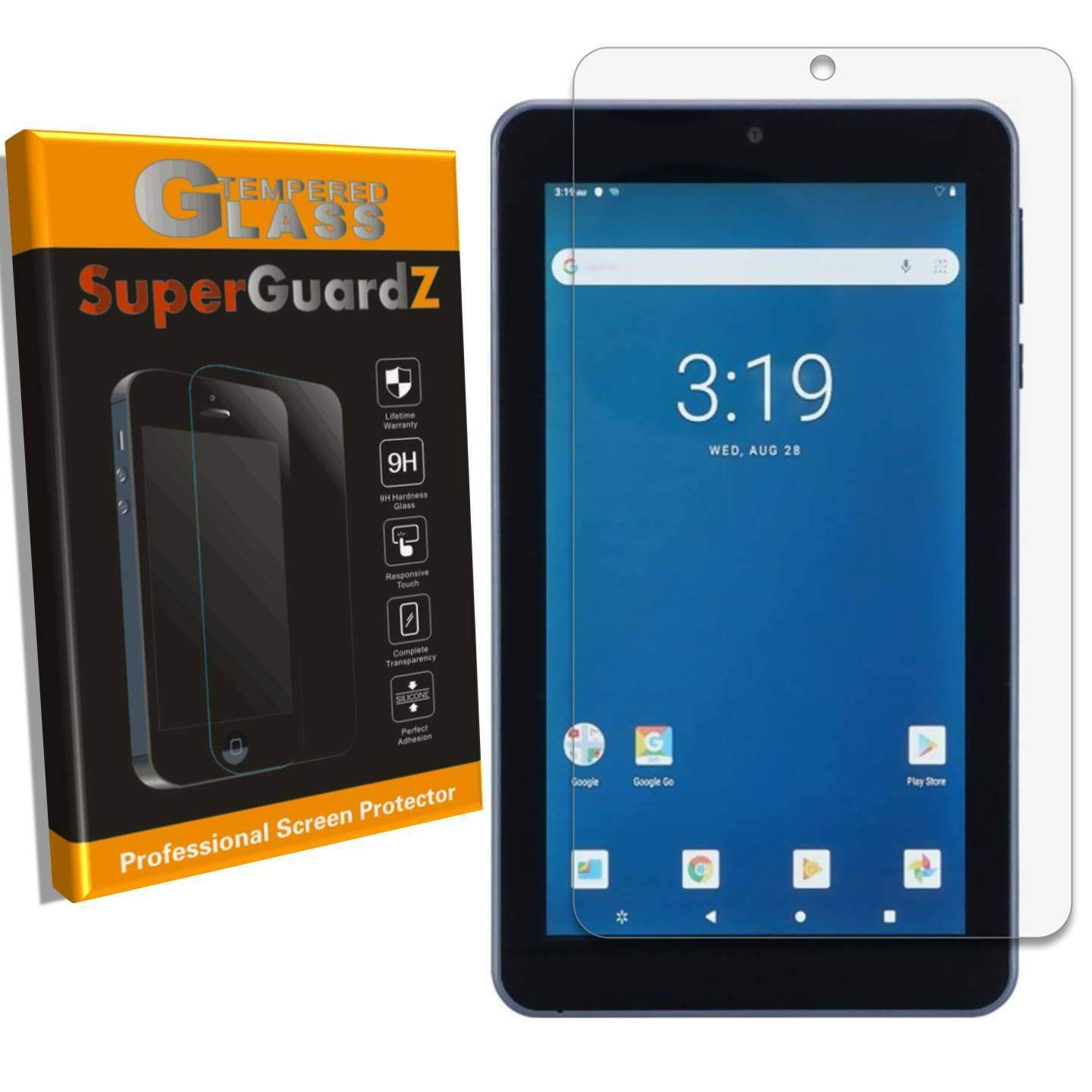 [2-Pack] for Onn 7" Tablet/Onn Surf 7" Screen Protector [Tempered Glass], SuperGuardZ, 9H, 0.3mm, 2.5D Round Edge, Anti-Scratch, Anti-Bubble [Lifetime Replacement]