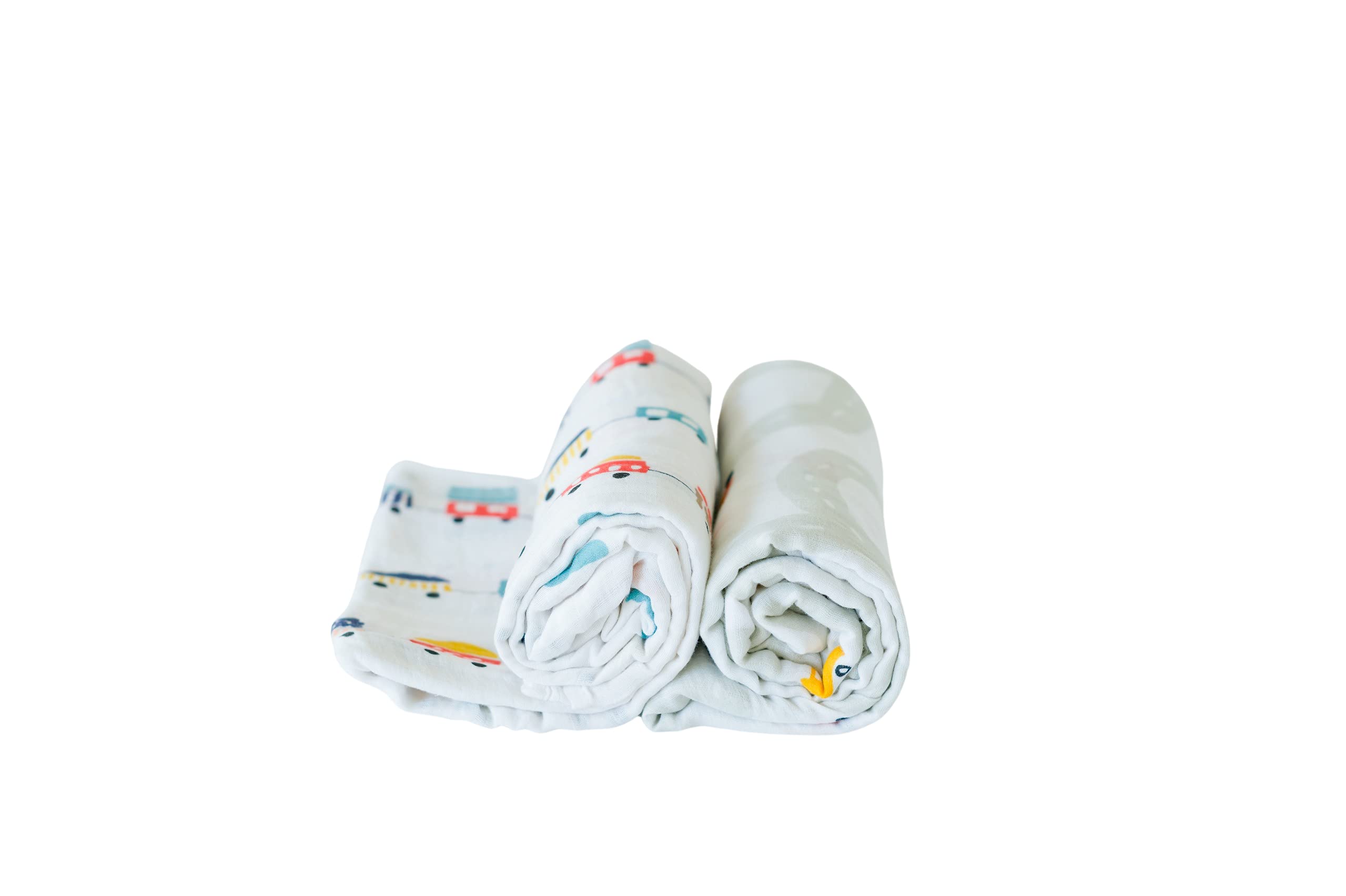 ADDISON BELLE – 2 Pack Swaddle Blanket – 100% Muslin Cotton Newborn Swaddle for Baby Boy/Girl – Soft Lightweight Baby Wrap + Receiving Blanket – Unisex – 47” x 47” (Cars+Trains)