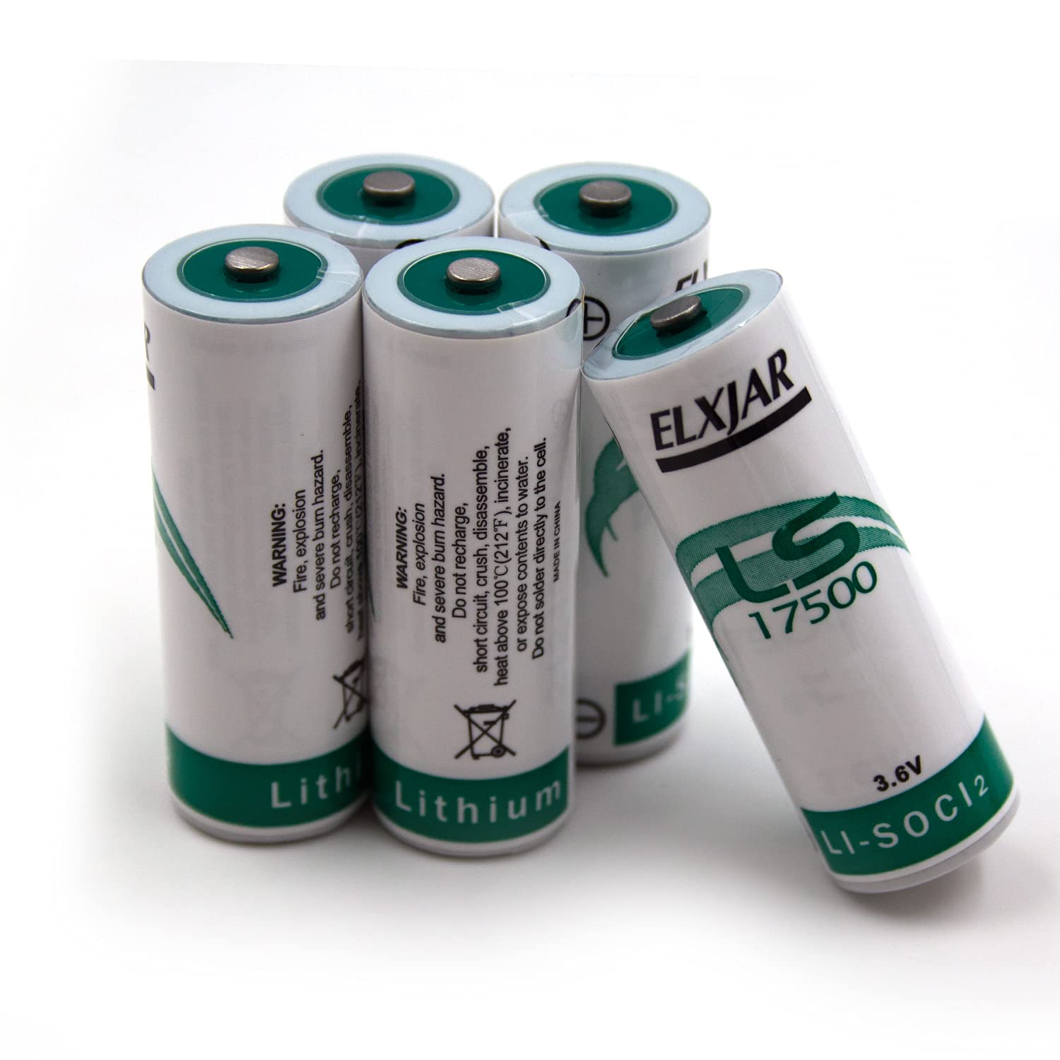(5-Pack) 3.6V 3600mAh LS17500 Battery, Replacement for SAFT LS17500, Emergency Backup, Data Collection, AMR Add-ons, Smoke Alarms, Carbon Monoxide Detectors, Intrusion Sensors, Fleet Monitoring