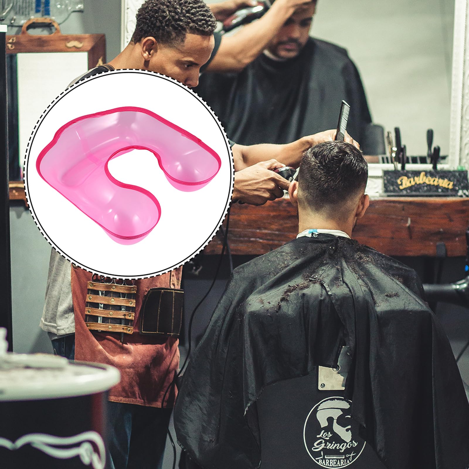 HEALLILY Hair Salon Neck Tray, Pink, Plastic, Compact, Adjustable, Hair Styling, Coloring Tool, Salon, Barbershop, Home Use