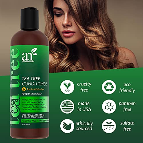 artnaturals Tea Tree Conditioner 12 Fl Oz / 355ml - Made w/ 100% Pure Natural Therapeutic Grade Tea Tree Essential Oil - For Dandruff, Sensitive, Itchy, Dry scalp - For Men & Women