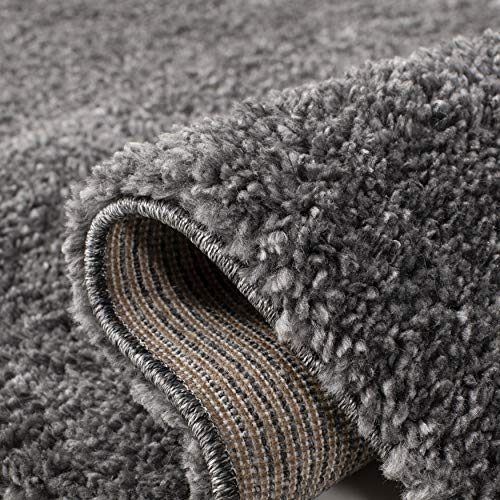 SAFAVIEH August Shag Collection 4' Square Grey AUG900F Solid 1.2-inch Thick Area Rug