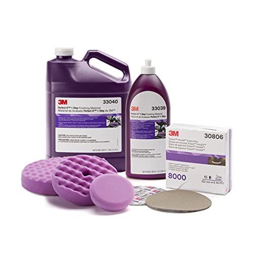 3M Perfect It 1 Step Finishing Material, 33040, Rubbing Compound, Machine Polish, Surface Buffing, 1 Gallon, 4/Case, Purple