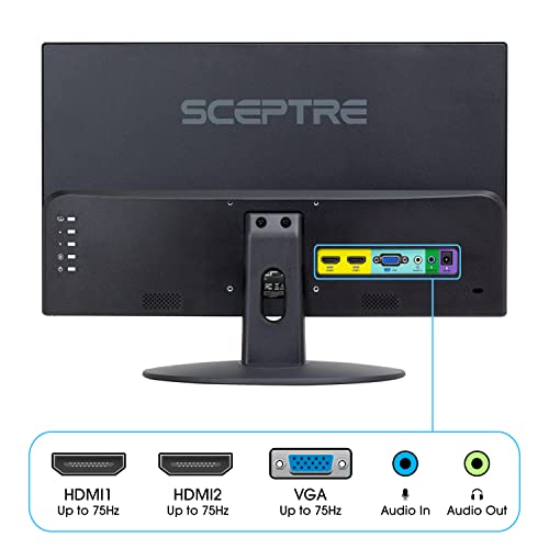 Sceptre 20" 1600 x 900 75Hz LED Monitor 2X HDMI VGA Built-in Speakers, Machine Black Wide Viewing Angle 170° (Horizontal) / 160° (Vertical) Machine Black 2021 (E209W-16003RT) (Renewed)