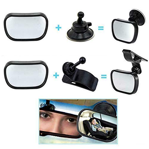 ZogeeZ Baby Rear View Car Mirror - Wide View for Better Viability - Shatter-Resistant Seat Safety for Infants, Children, or Toddlers - Suction or Clip-On Mounted Visor - 3"x2" size