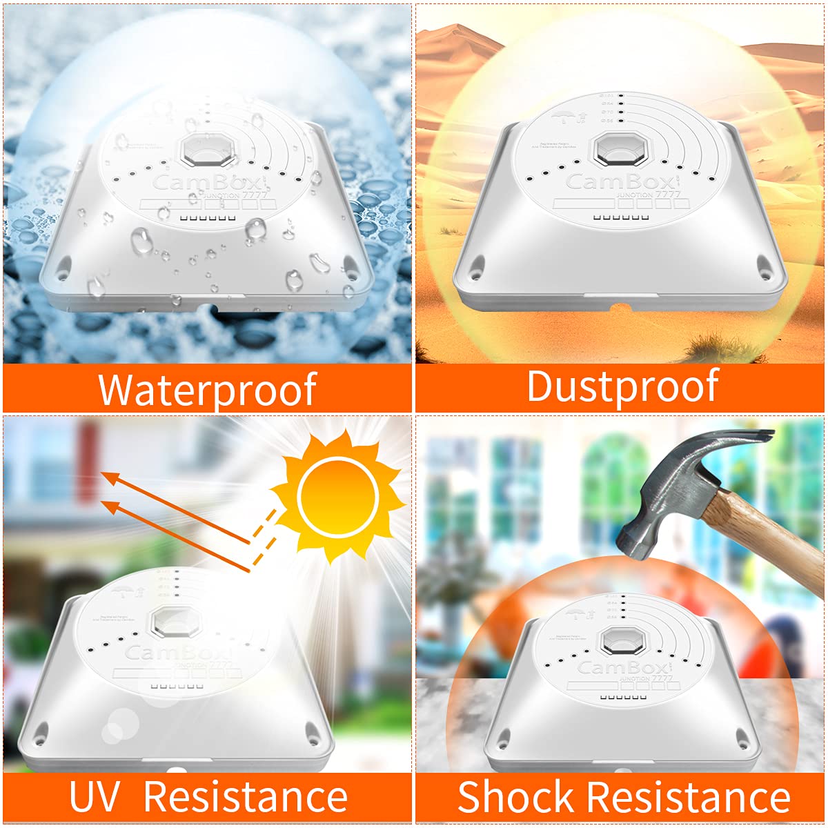 (Universal Camera Junction Box) Security Camera Box, Wall Ceiling Mount Bracket Hide Cable, Outdoor Cable Box Enclosure, Plastic Base Boxes, CCTV Dome Bullet Camera Cover, Bit Waterproof (4 Pack)