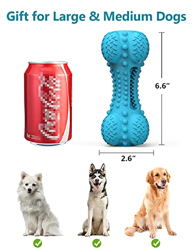 SCHITEC Squeaky Dog Chew Toy, Tough Durable Natural Rubber Bone with Toothbrush, Indestructible for Aggressive Chewers Large Medium Breed Teeth Cleaning