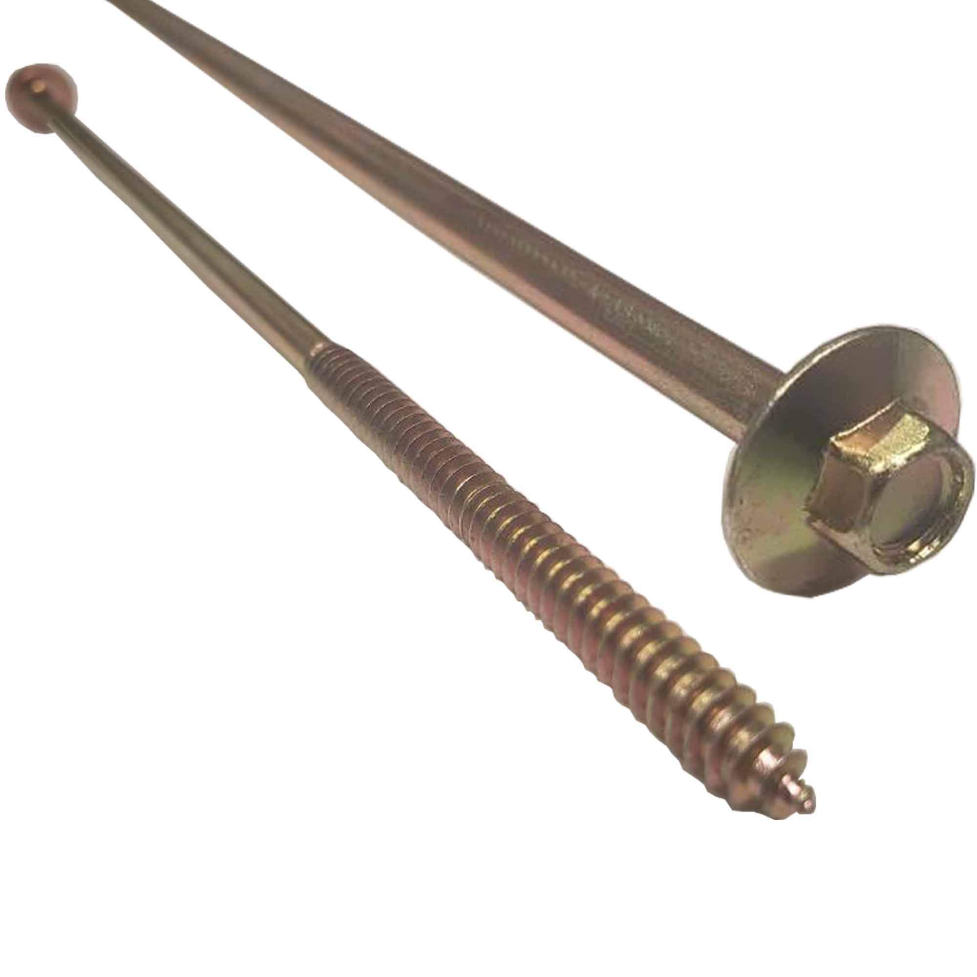 (25) 8" - Zinc Coated Rust Resistant Timber Tie - Heavy Duty 1/4" - Hex Head Structural Screw - 5/8" Wide Flange Head with coarse Thread for Secure Hold - Heavy Duty 3/16" Shank for Extra Strength