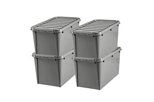SmartStore - Recycled 70 - Set of 4 Storage Boxes - 100 % Recycled Plastic - Grey - 72 x 40 x 38 cm - 70l