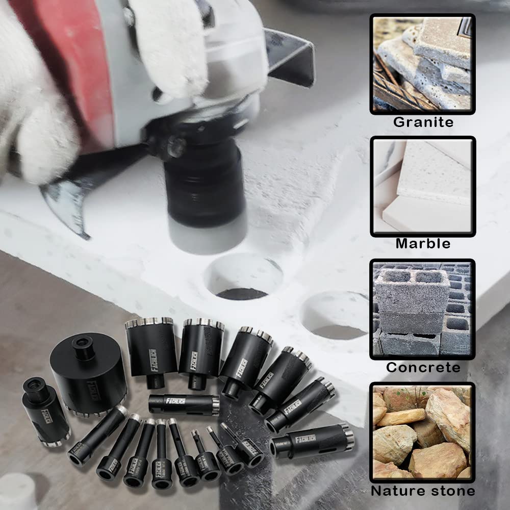 FACHLICH Diamond Core Drill Bit - 1-3/8" Granite Hole Saw 35mm Dry Core Bit for Dry Drilling Concrete Granite Marble Laser Welded