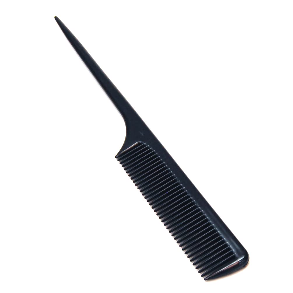 LUXXII (4 Pack) 9.25" Sturdy Rat Tail Comb Fine-tooth Hair Comb with Thin and Long Handle (Black and Brown)
