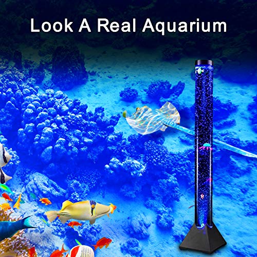 4FT LED Bubble Tube Floor Lamp Extra Large Aquarium Lamp with 10 Fish and Remote Control 20 Light Changes Tall Water Tower Tank Night Light for Bedroom Office Gift for Kids Men Women