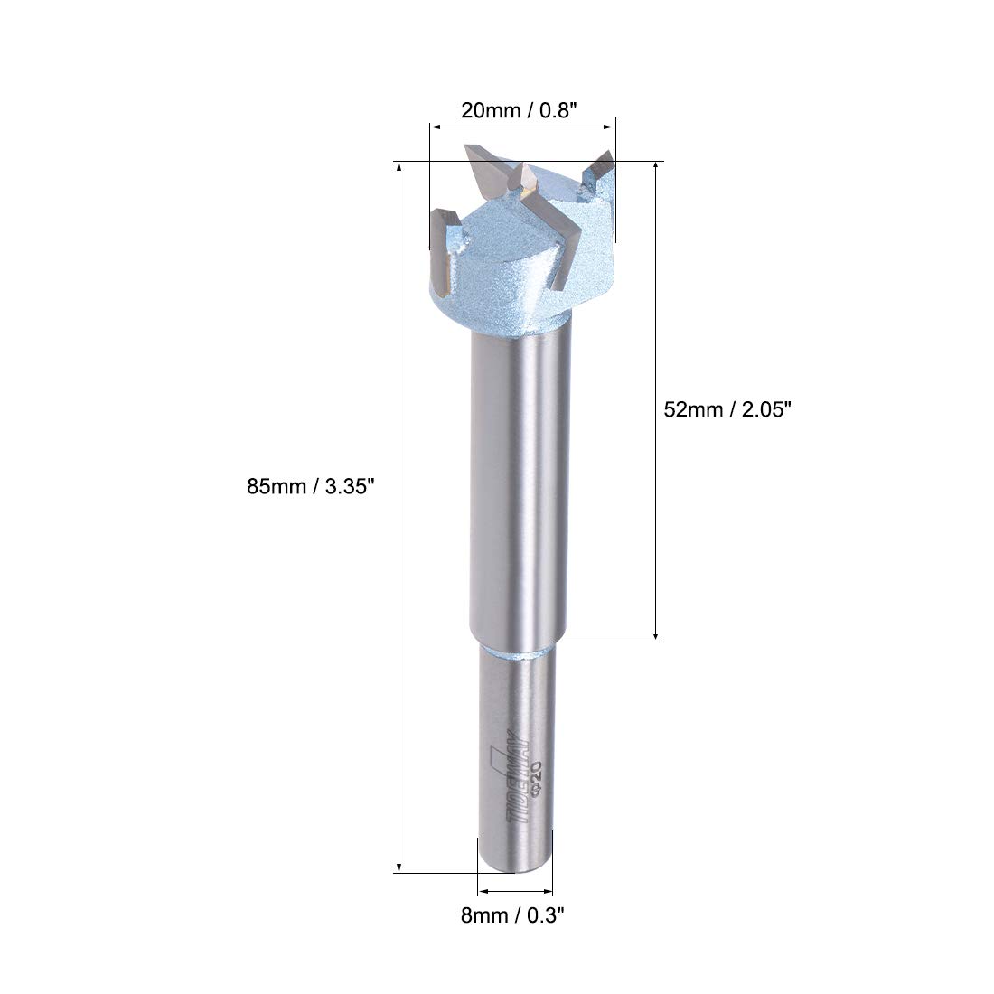 uxcell Forstner Drill Bits 20mm, Tungsten Carbide Wood Hole Saw Auger Opener, Woodworking Hinge Hole Drilling Boring Bit Cutter (Blue, Silver Tone)