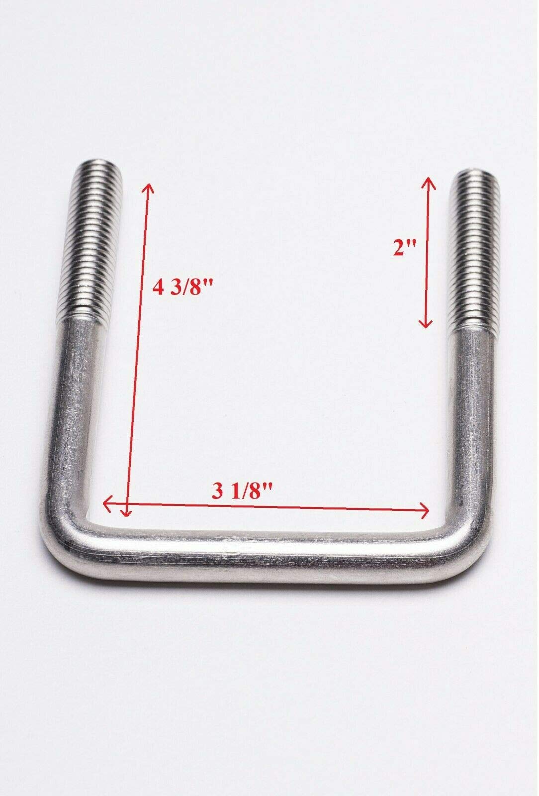 (8) Stainless Square U-Bolts Boat Trailer U Bolt 1/2" D x 3 1/8" x 4 3/8"
