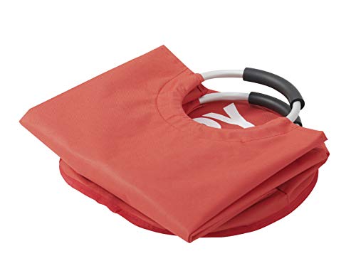 HOMEAMY 82L Large Thicken Laundry Basket Collapsible Fabric Laundry Hamper Foldable Heavy Duty Clothes Bag Portable Washing Bin Waterproof Cloth Hampers Storage with Durable Aluminum Handles (Red)