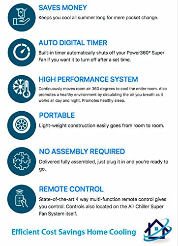 Fcp Power 360 Super Fan Cost Effective, Portable Design - Silver/Black with Remote Control