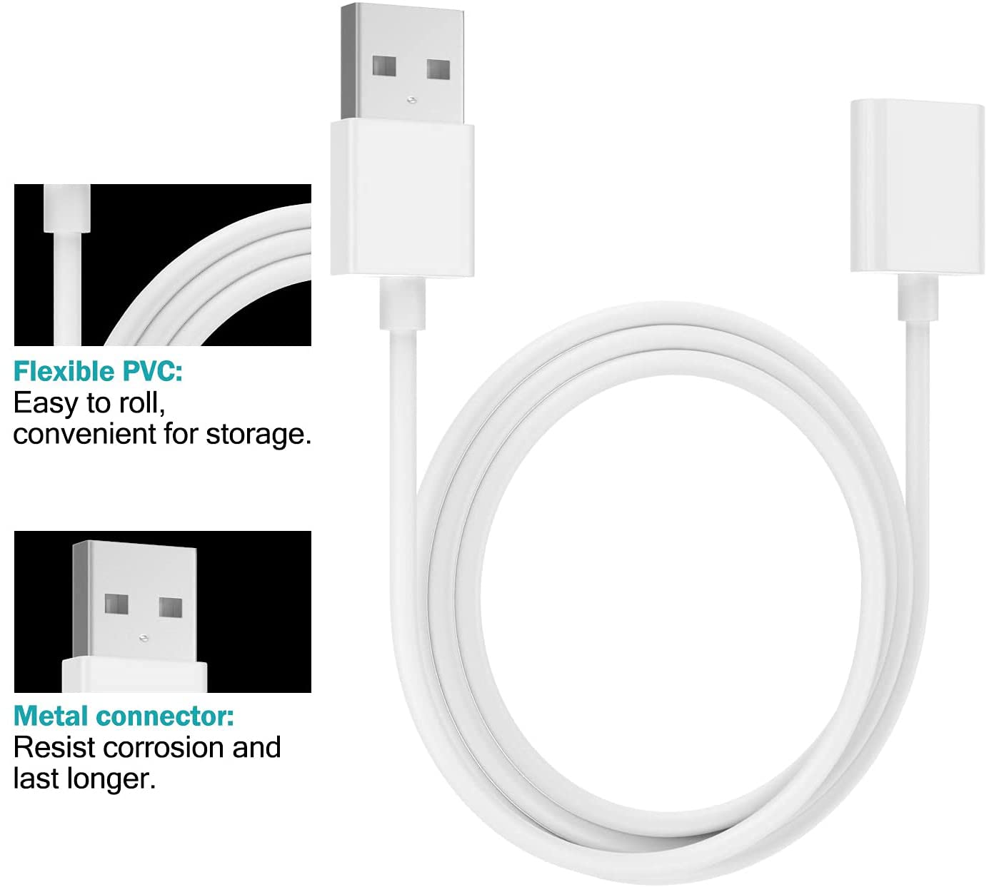 [Apple MFi Certified] PAINICA Apple Pencil Charging Adapter Cable Compatible for Apple Pencil 1st Generation, Apple Pencil Male to Female Flexible Connector(3.3FT, White)