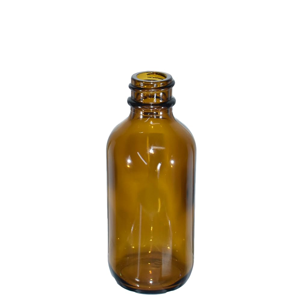 (Pack of 80) 2 oz. Amber Boston Round with Graduated Black Glass Dropper