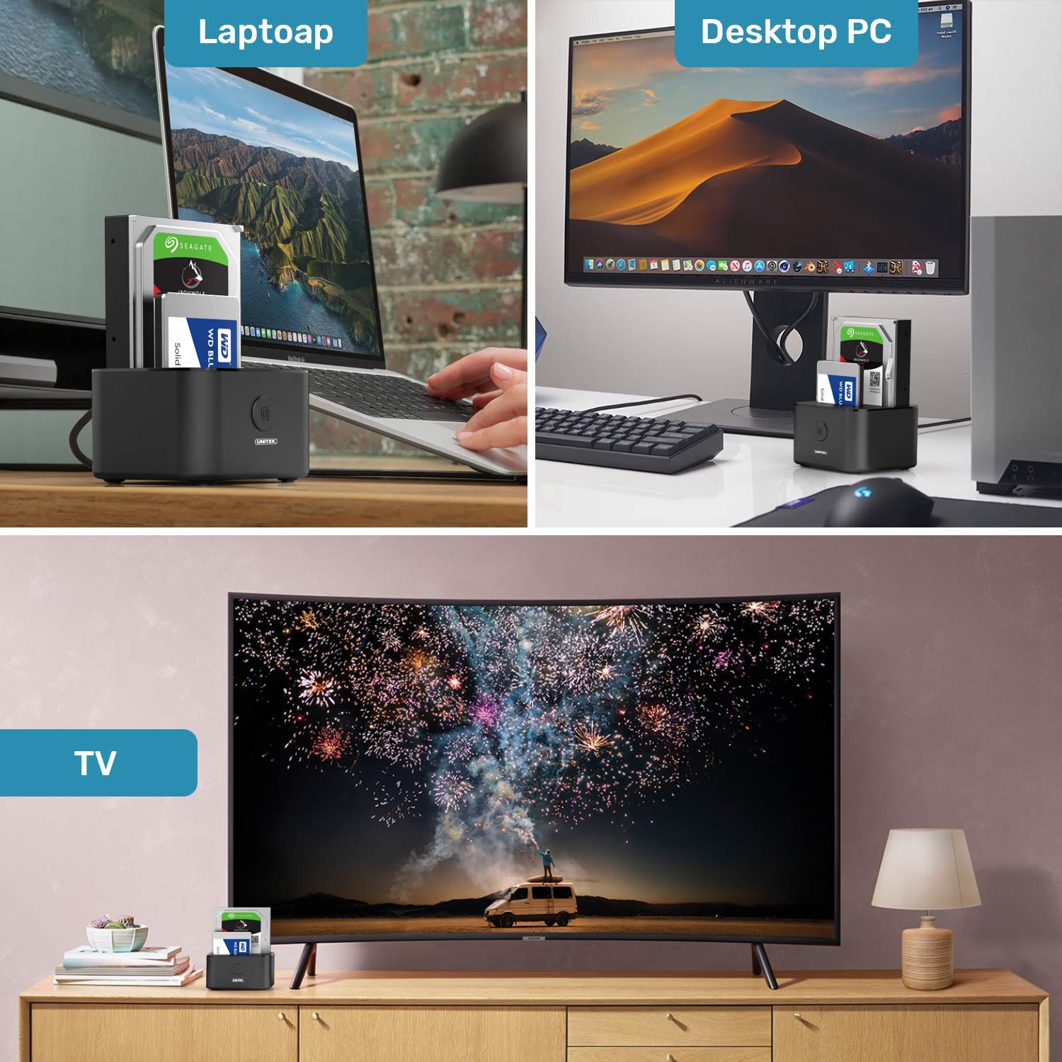 [Bundle] Unitek Mini Hard Drive Docking Station and USB C Hard Drive Adapter
