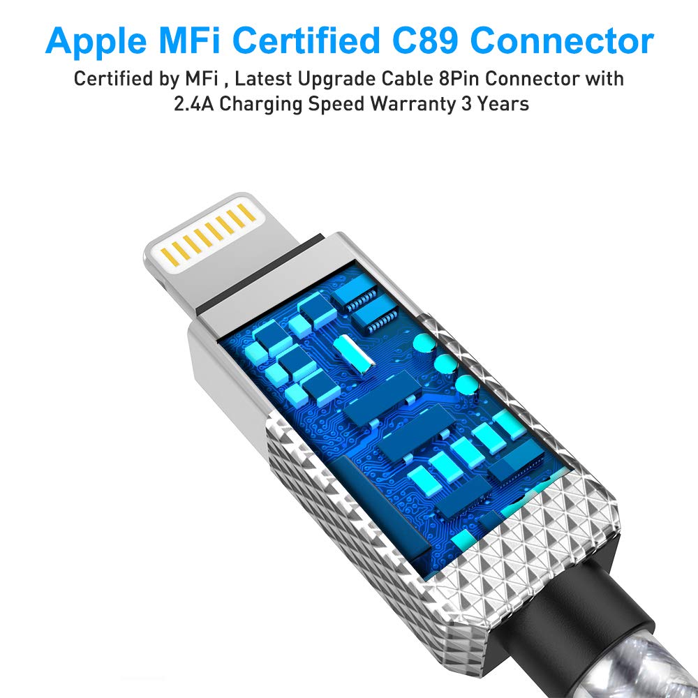 [ Apple MFi Certified ] iPhone Charger Cord 16Ft, Nylon Braided Long Lightning Cable to USB Cable, 2.4A Fast Charging Apple Cord Compatible with iPhone 11/11 Pro/11 Pro Max/XS/XS Max/XR/X/8/8