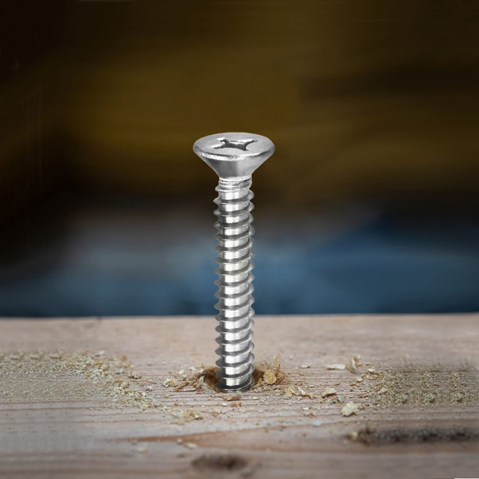 #4 x 3/4" Wood Screw 100Pcs 18-8 (304) Stainless Steel Screws Flat Head Phillips Fast Self Tapping Drywall Screws by SG TZH