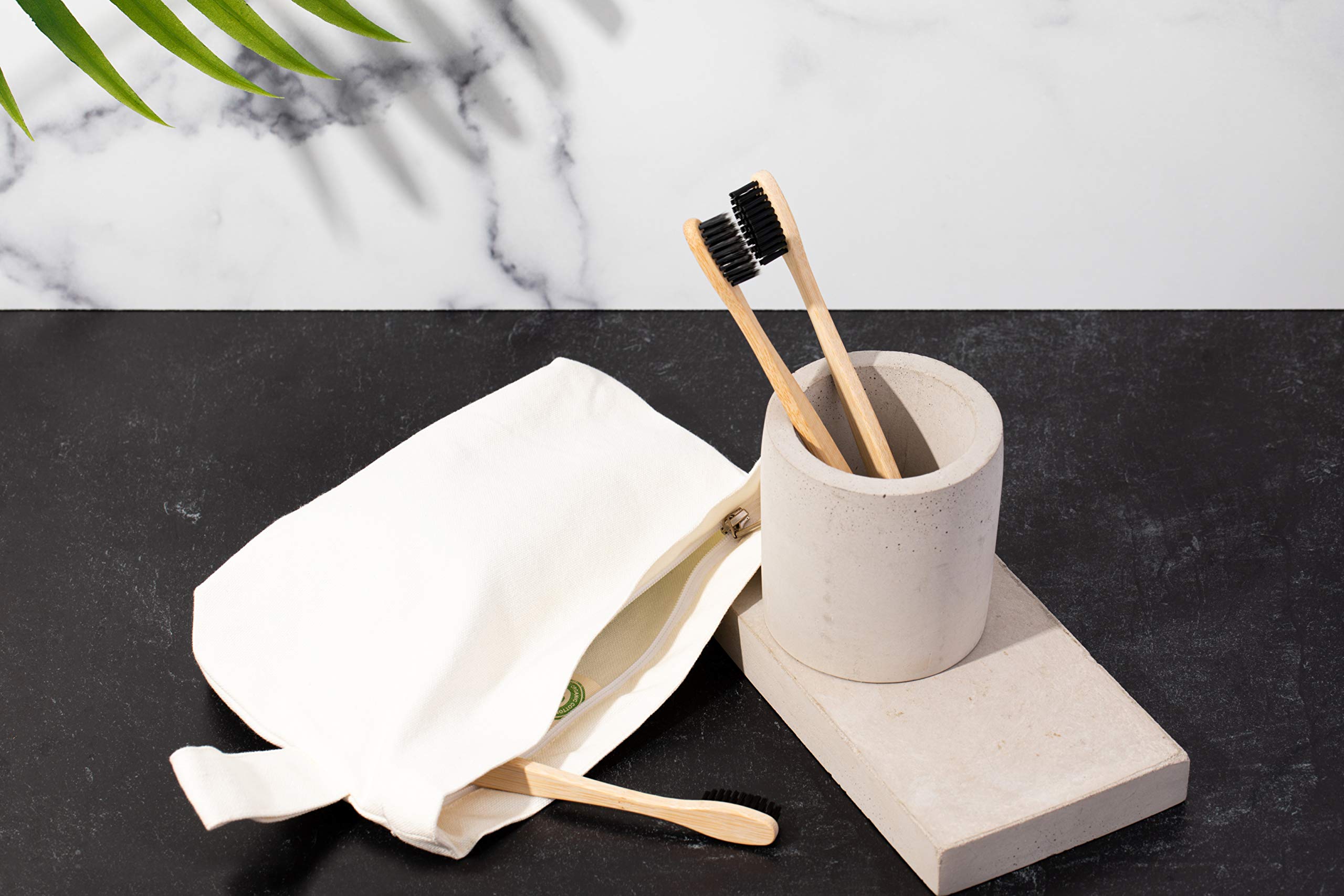 [10 Pack] Biodegradable Bamboo Toothbrushes - Soft Charcoal Infused Bristles for Cleaner Teeth - Sustainable Wooden Toothbrush - Natural Toothbrush That Lasts - Travel Case Included, BPA-Free