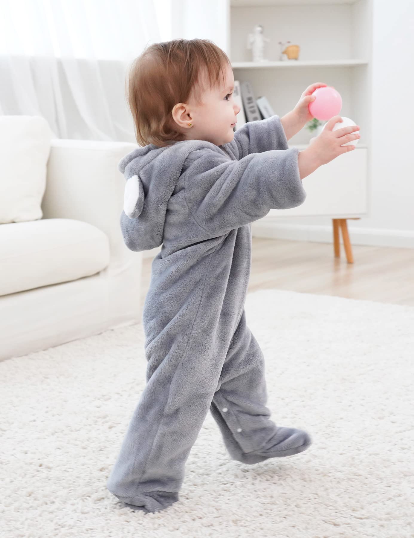 0-3 Months Snow Suit for Newborn Baby Snowsuits Rompers for Boys 1M 2M Gray Fleece Jumpsuits Hooded Romper Baby Boy