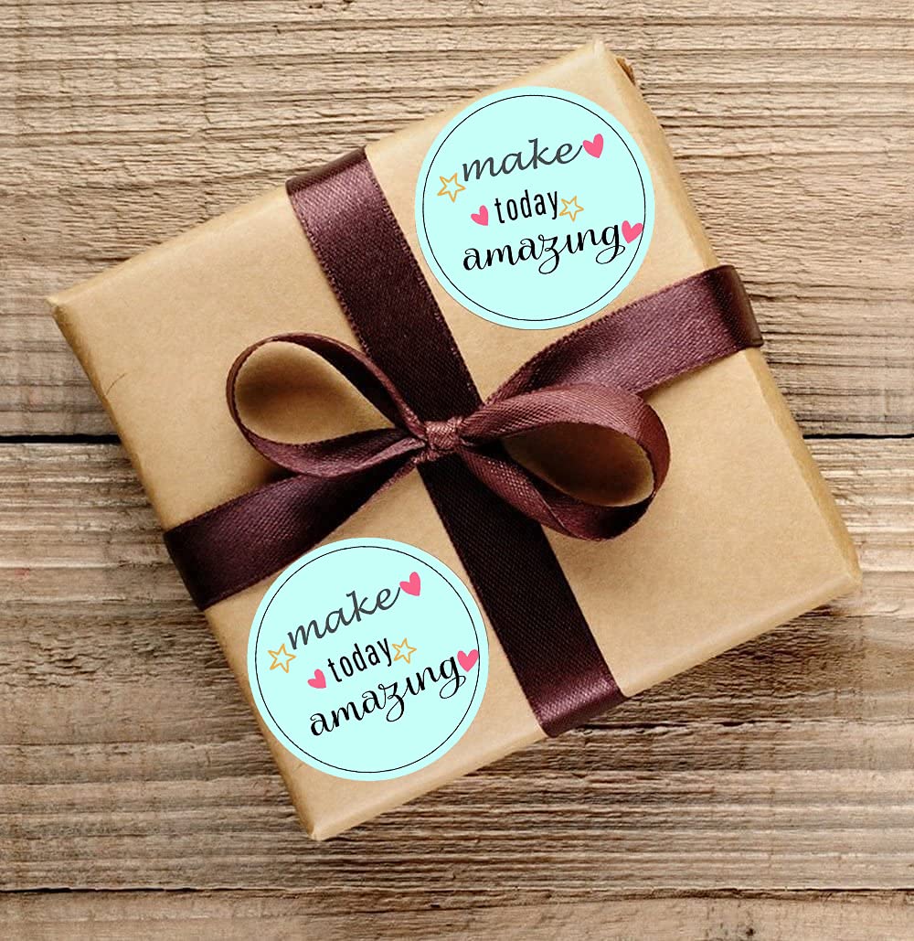youok 500 Pcs Inspirational Themed Make Today Amazing Stickers,1.5 Inch Round Blue Motivational Labels for Water Bottle, Gifts, Envelopes, DIY