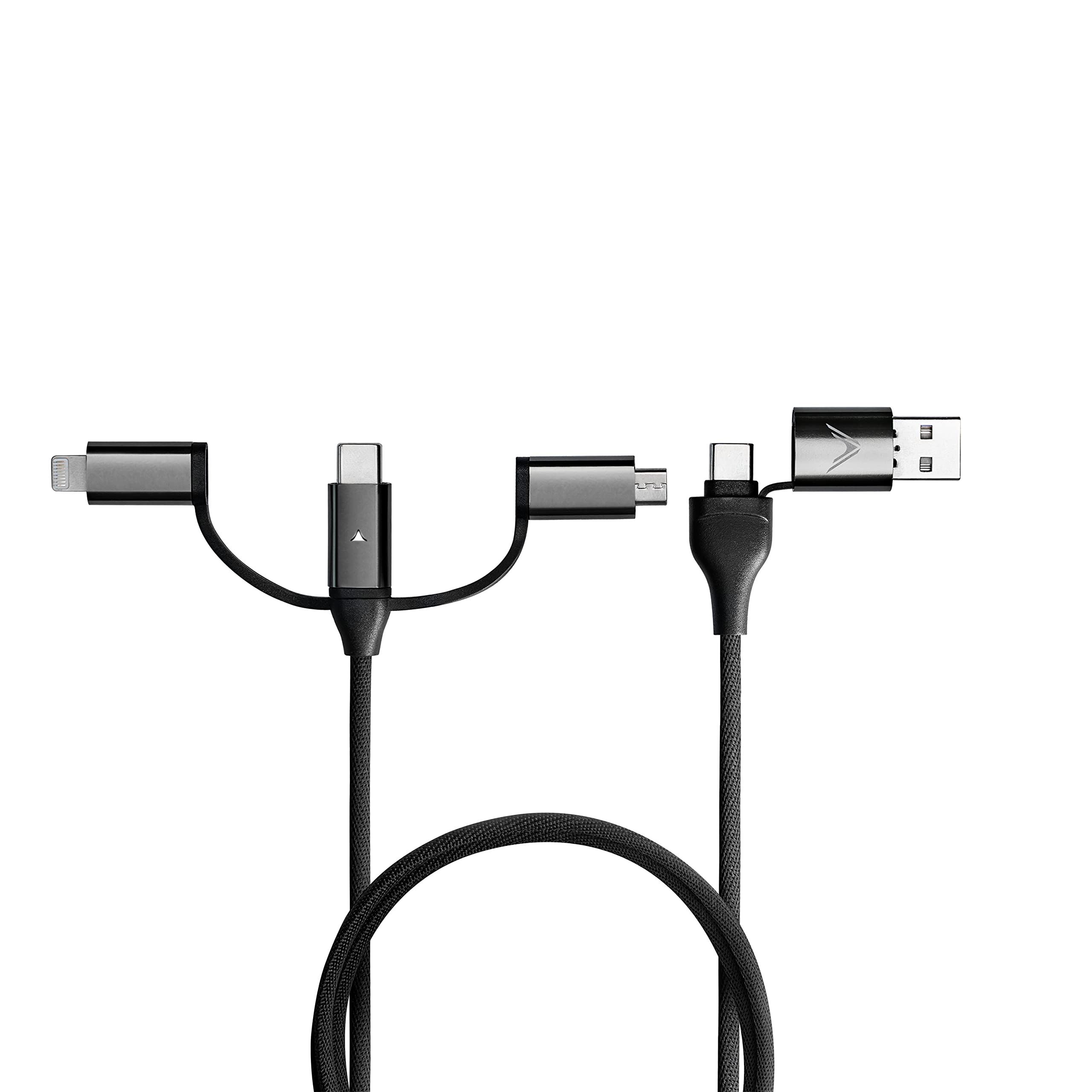 [Upgraded] Futurizta Tech® Zeus-X 6-in-1 Universal Multi Cable (3.3ft/1m) Fast Charging 60W Laptop PD, QC3.0 & 27W iPhone Fast Charging & Data Sync, Military Grade Braided with Cable Organizer Strap