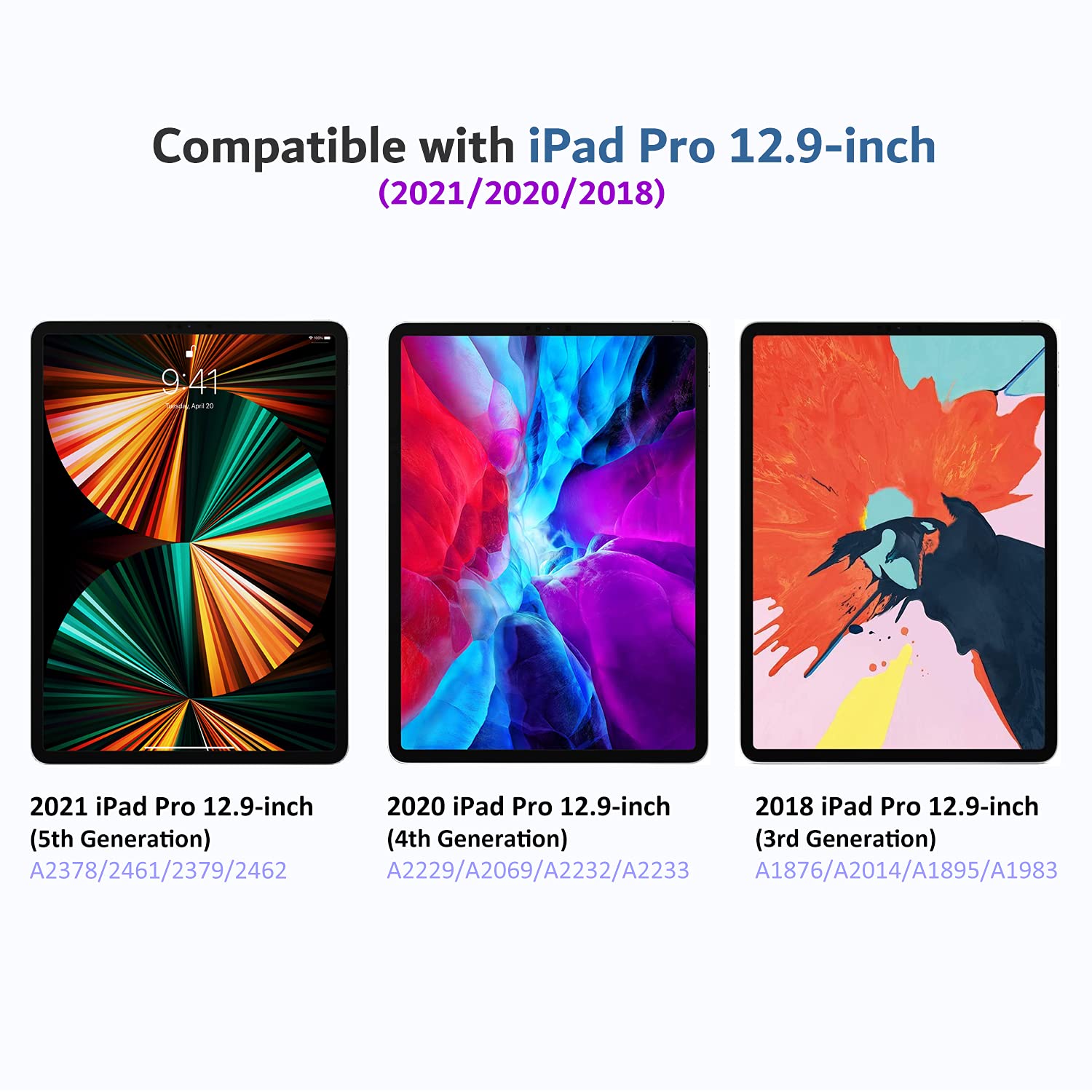 [2 Pack] iPad Pro 12.9 Screen Protector,Tempered Glass for iPad Pro 12.9 Inch 2021/2020/2018 (5th/4th/3rd Gen),Compatible with Apple Pencil